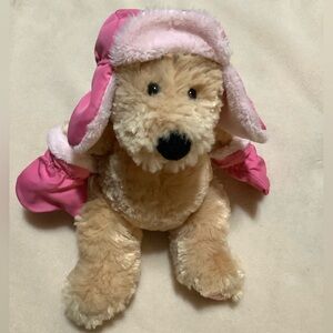 Sears | Toys | Sears 206 Plush Breast Cancer Bear Pink Ear Flap Hat ...